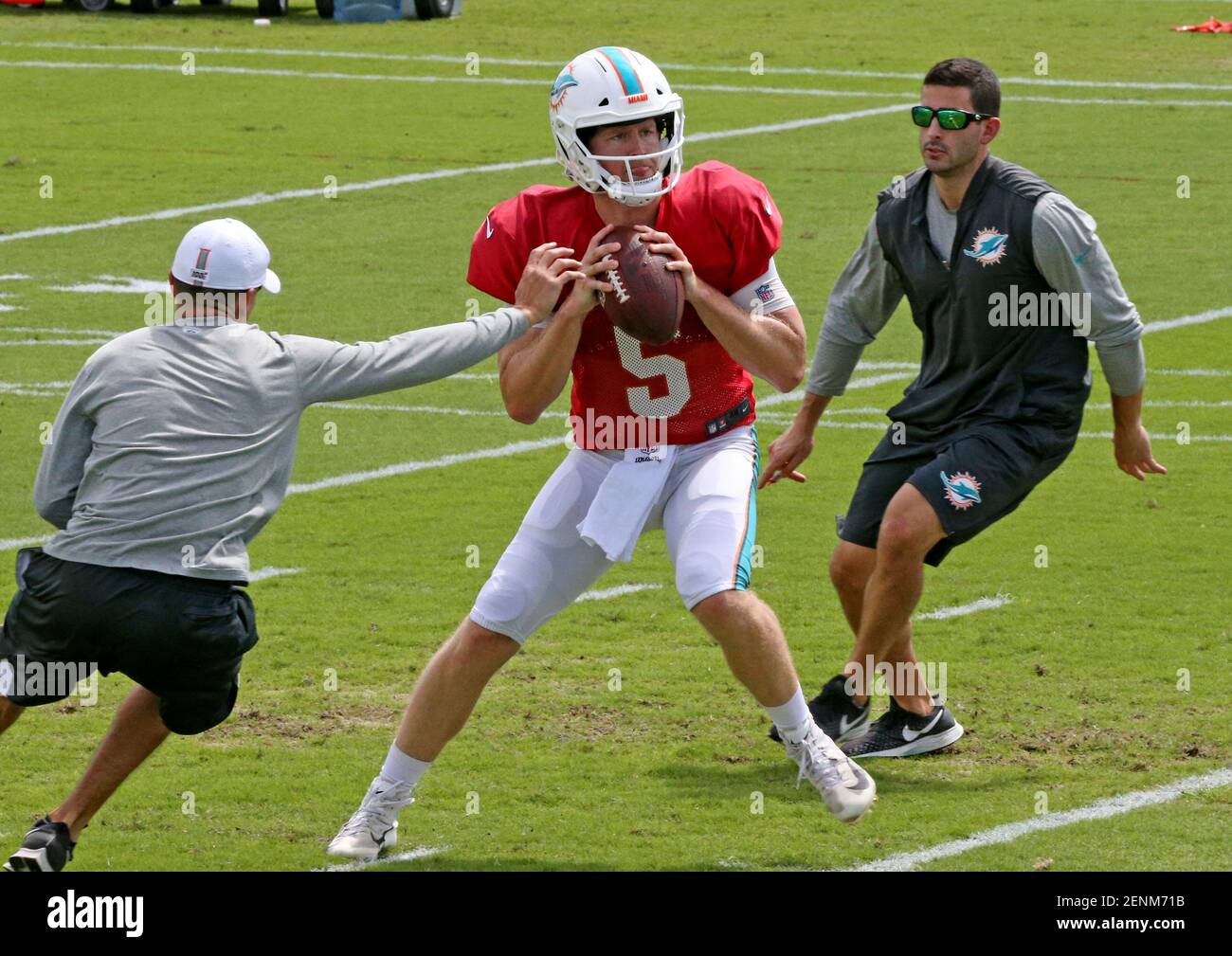 Miami Dolphins quarterback Jake Rudock (3) during a drill at their ...