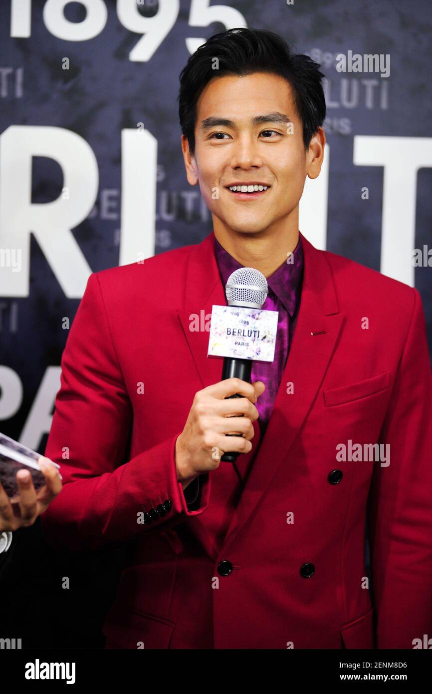 Taiwanese actor Eddie Peng attends the opening ceremony for a boutique ...