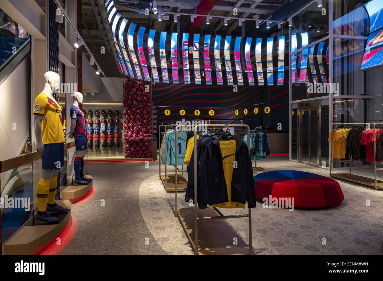 General view of the interior of the FC Barcelona store with the ...