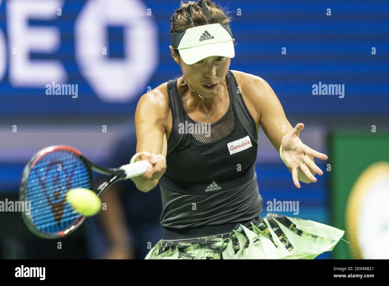 Qiang Wang (China) in action during quarter final of US Open ...