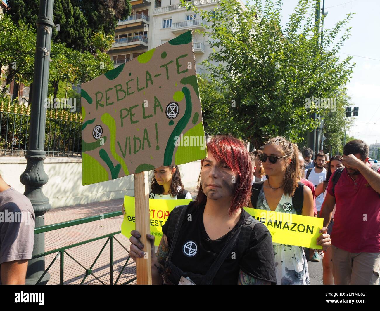 (9/5/2019) Greek activists protest in front of the Embassy of Brazil ...
