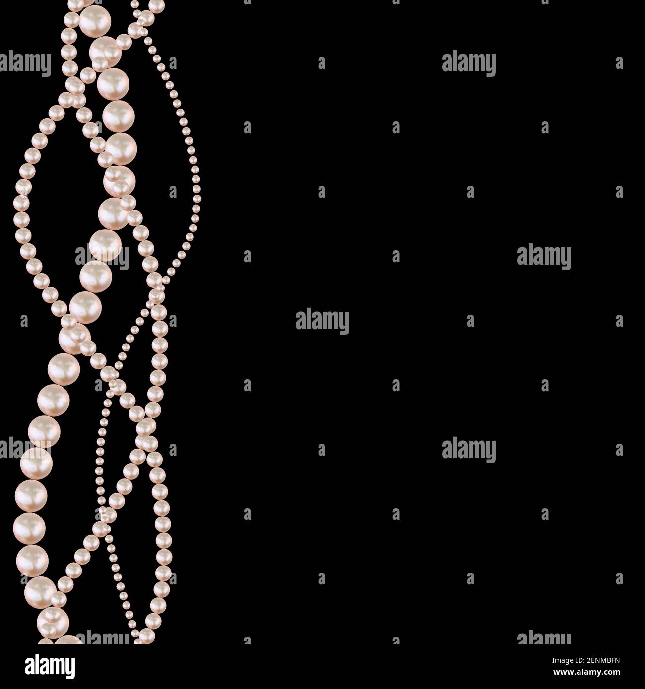 Realistic beauty strings of pearls on black background. Vector ...