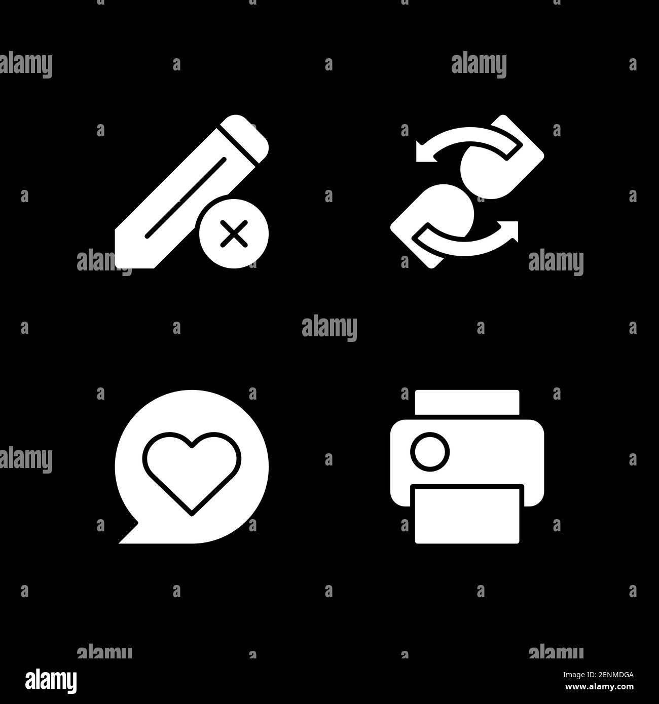 Mobile app interface signs white glyph icons set for dark mode Stock ...