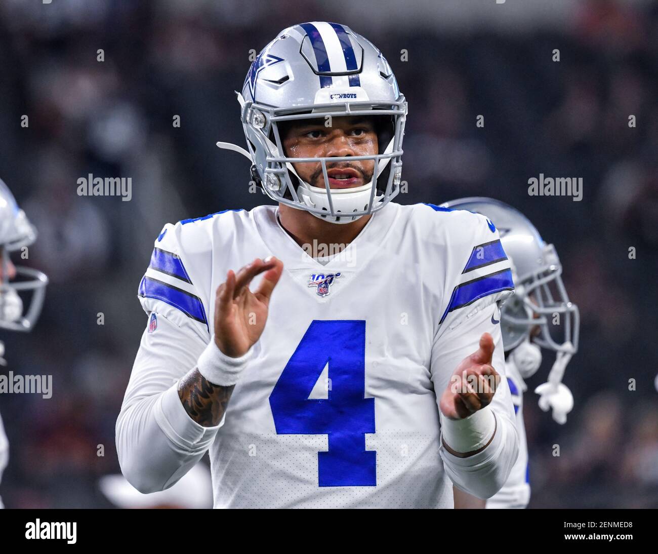 August 24th, 2019:.Dallas Cowboys quarterback Dak Prescott (4) in ...