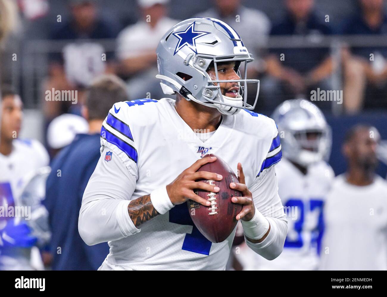August 24th, 2019:.Dallas Cowboys quarterback Dak Prescott (4) during ...