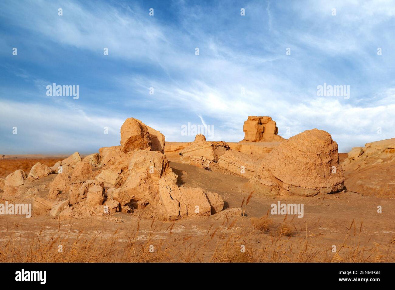 Xinjiang ,CHINA-Yadan geomorphological scenery of Lop Nupo in Xinjiang ...