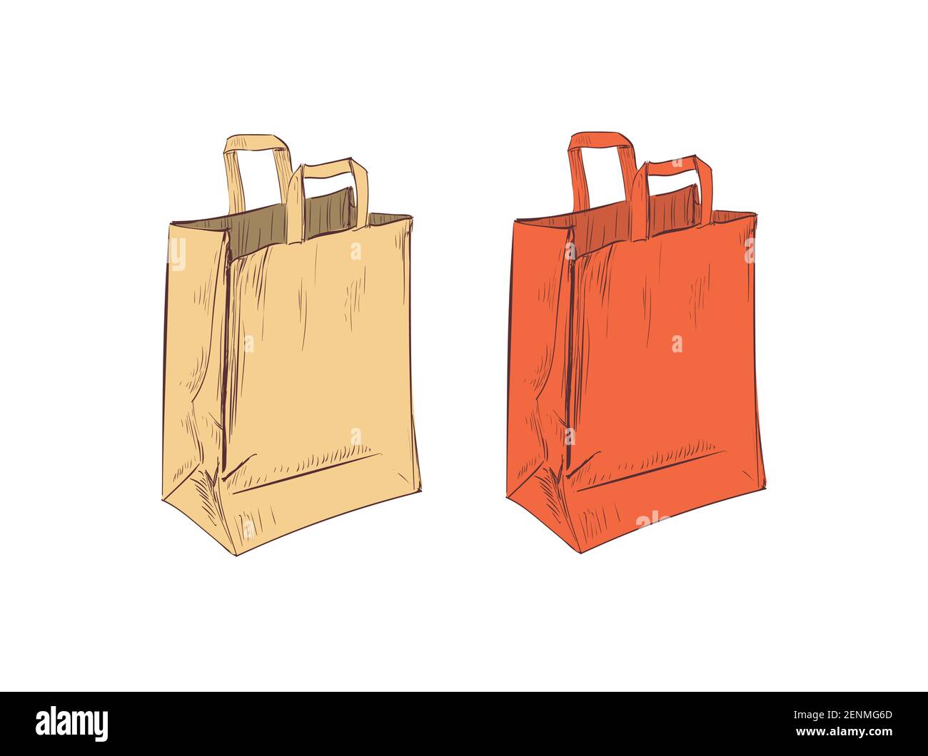 Shopping Paper Bags Crumpled Vector Illustration Bag Paper Crumpled ...