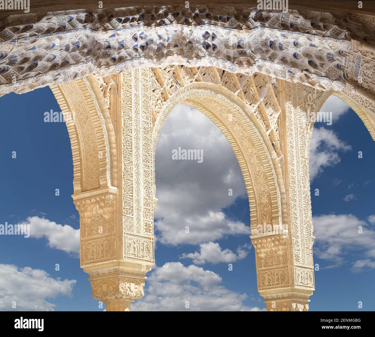 Arches in Islamic (Moorish) style in Alhambra, Granada, Spain Stock ...