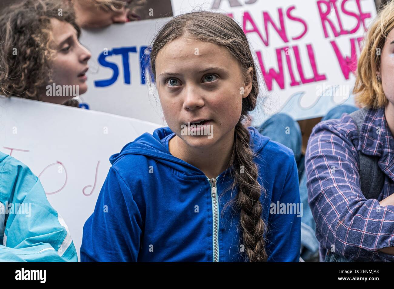Swedish climate change activist Greta Thunberg is seen during a youth ...