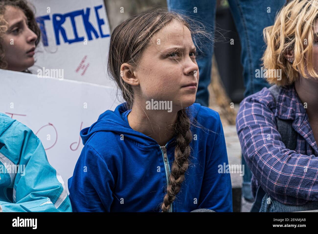 Swedish climate change activist Greta Thunberg is seen during a youth ...