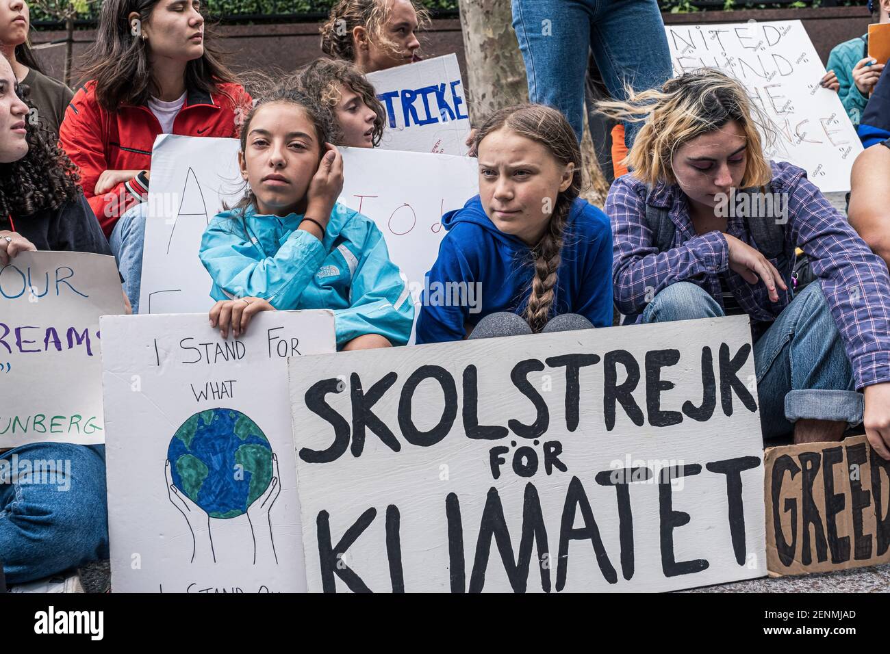 Swedish climate change activist Greta Thunberg is seen during a youth ...