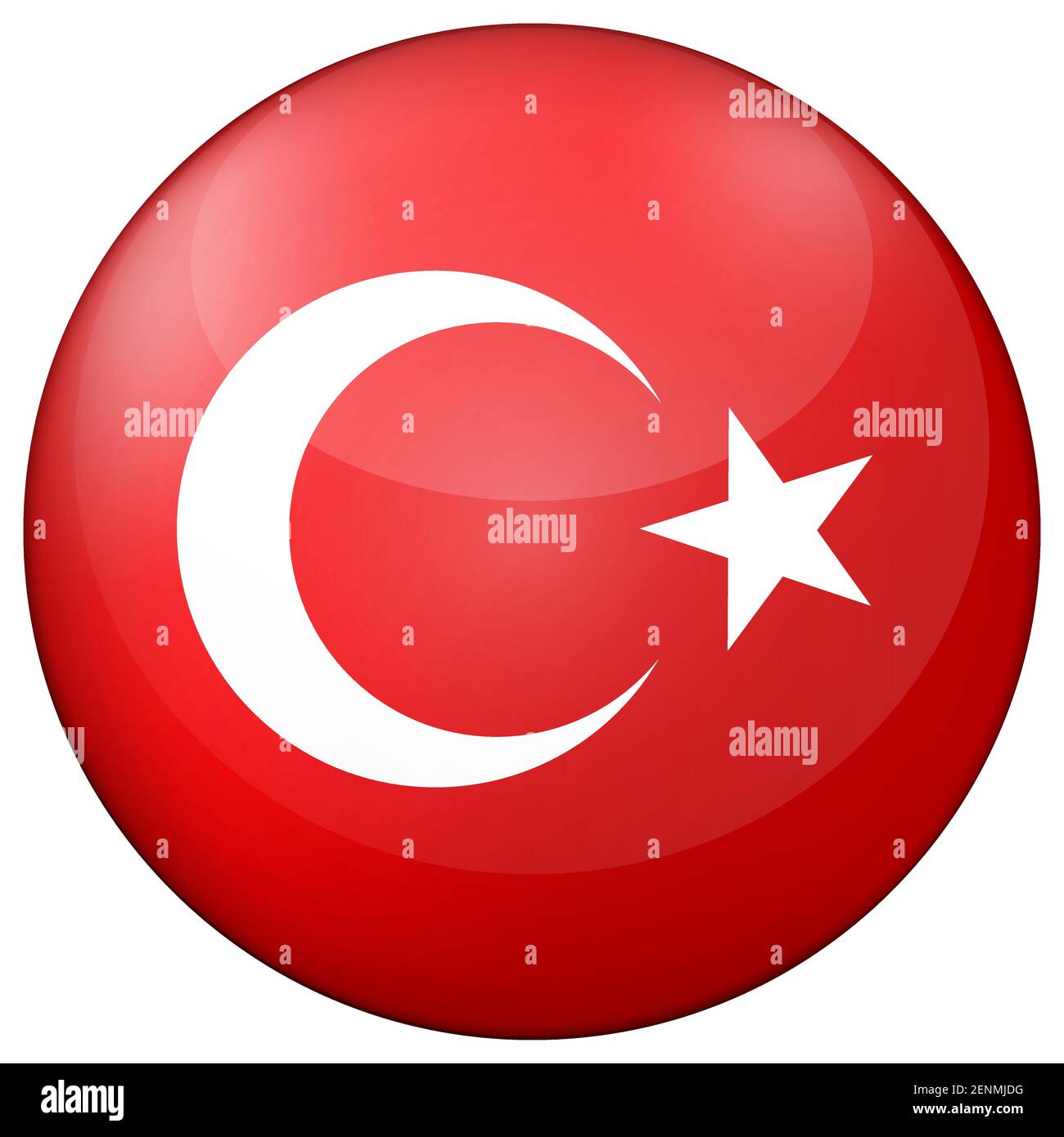 Glass light ball with flag of Turkey. Round sphere, template icon ...