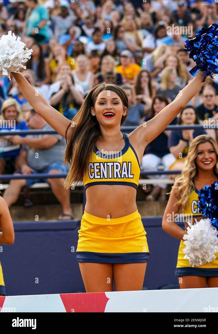 September 05, 2019: A Central Oklahoma cheerleader during a football ...