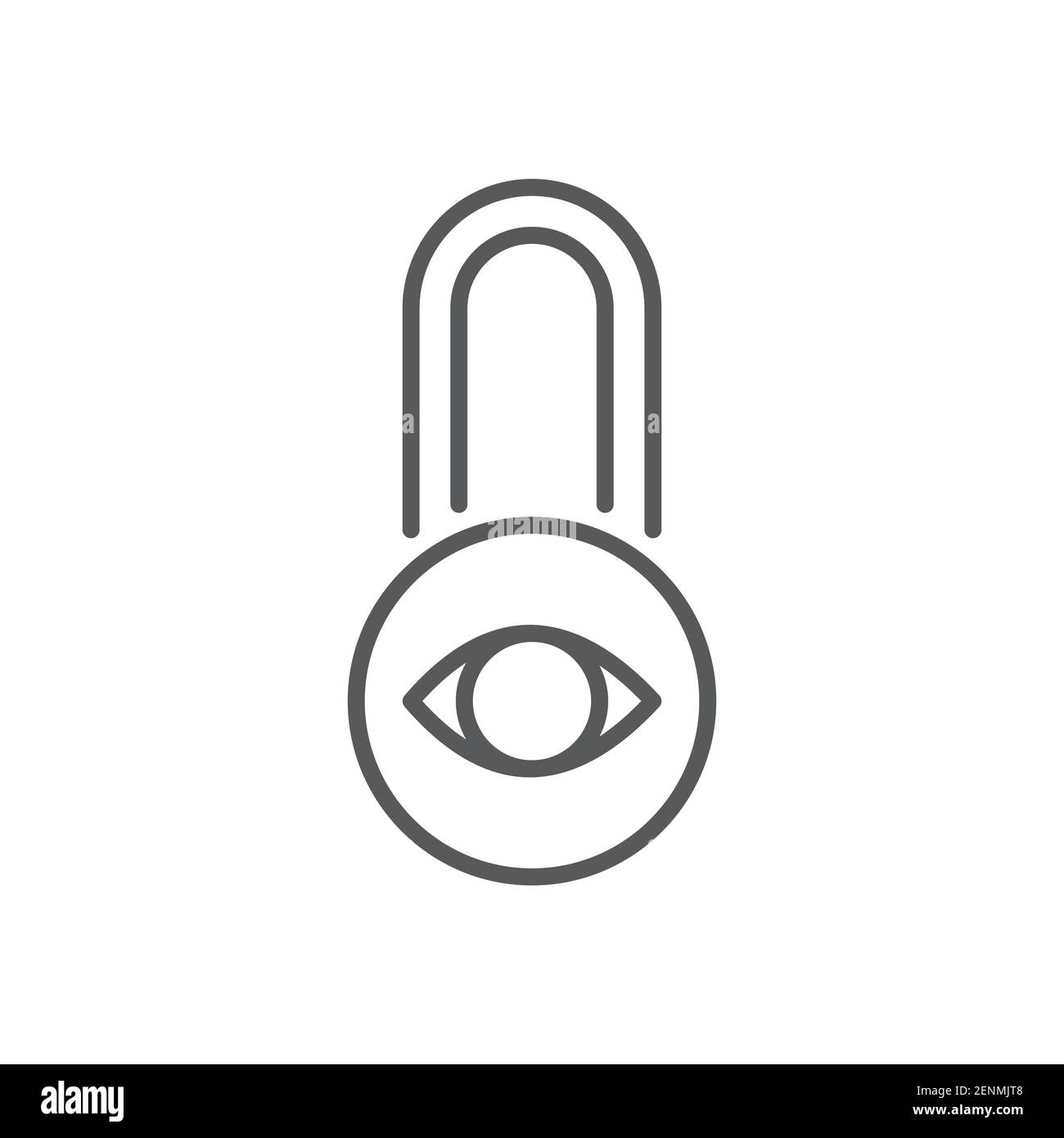 Privacy protection, Lock with eye icon, color, line, outline vector ...