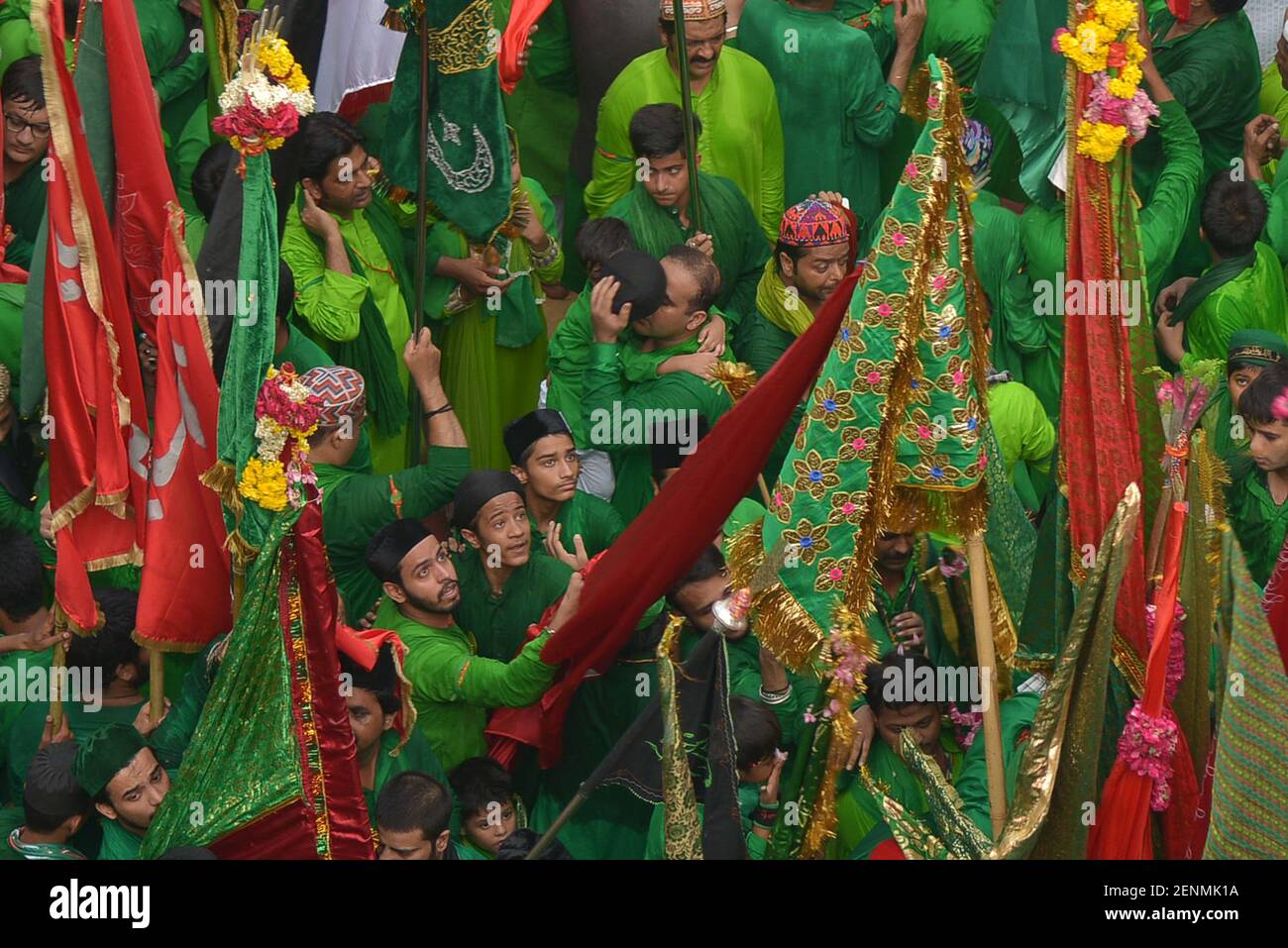 Indian Muslims participate in a procession the sacred Islamic month ...