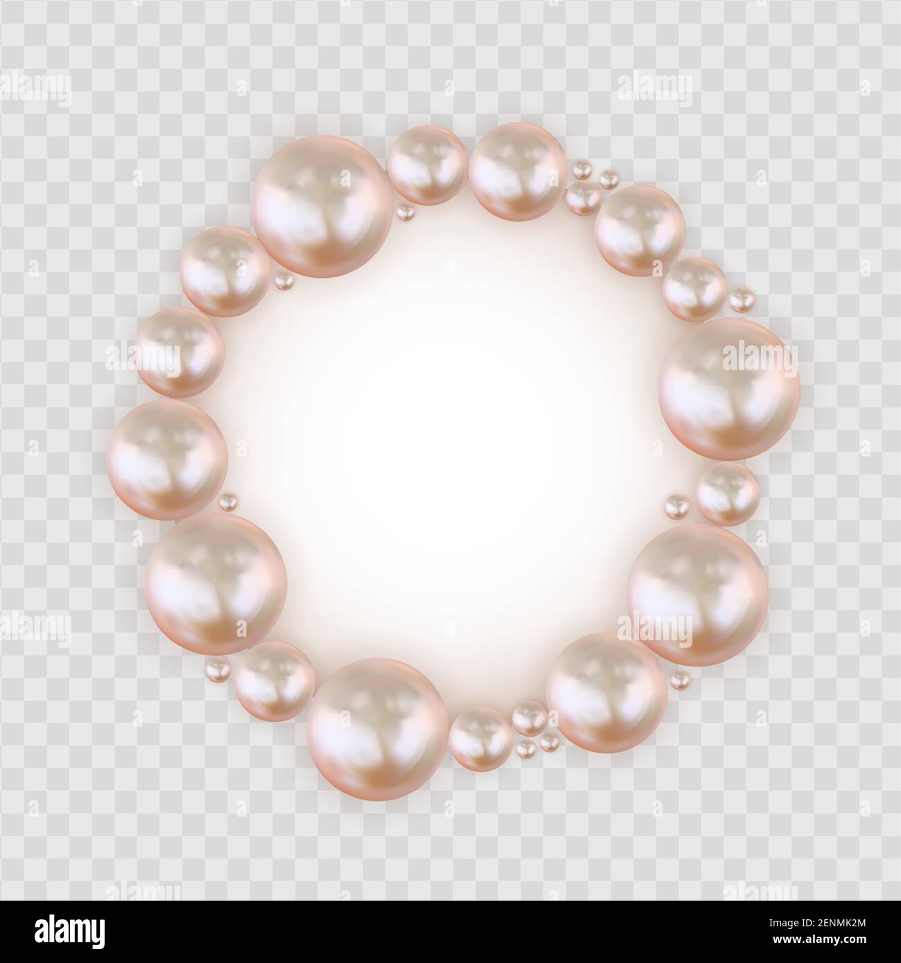 Abstract pastel circle frame of pink pearls on transpatent background ...