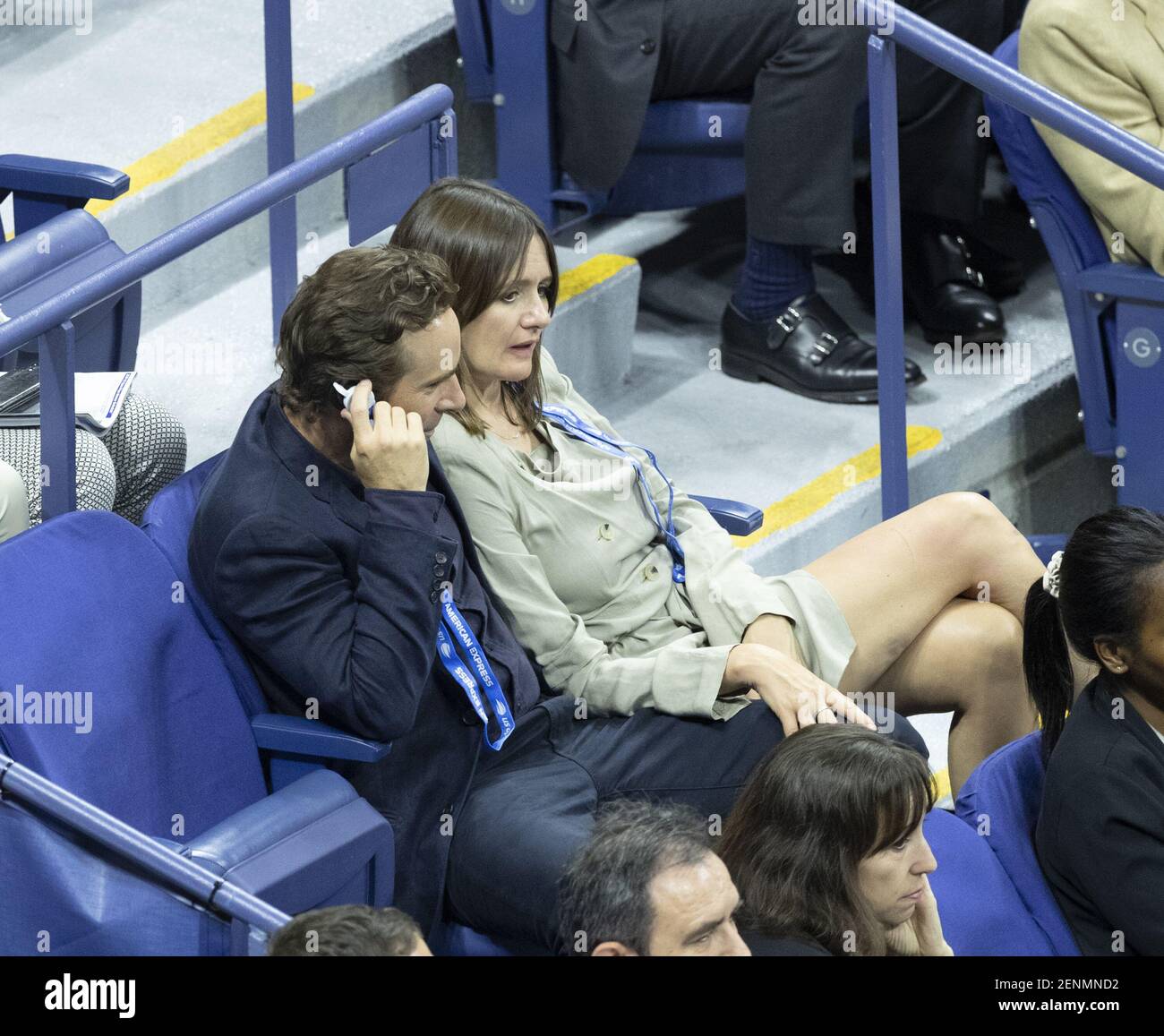 Alessandro Nivola and Emily Mortimer attend mens semifinal match at US ...
