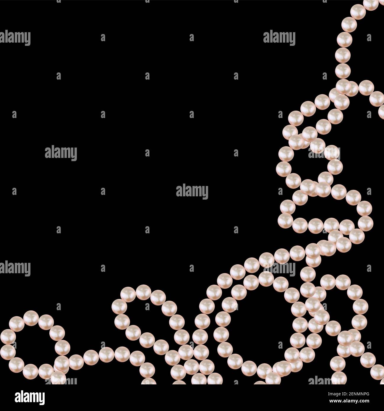 Realistic luxury string of pearls on black background. Vector ...