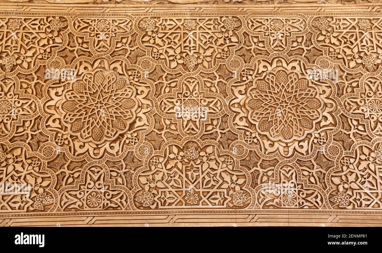 Detail of Islamic (Moorish) tilework at the Alhambra, Granada, Spain ...