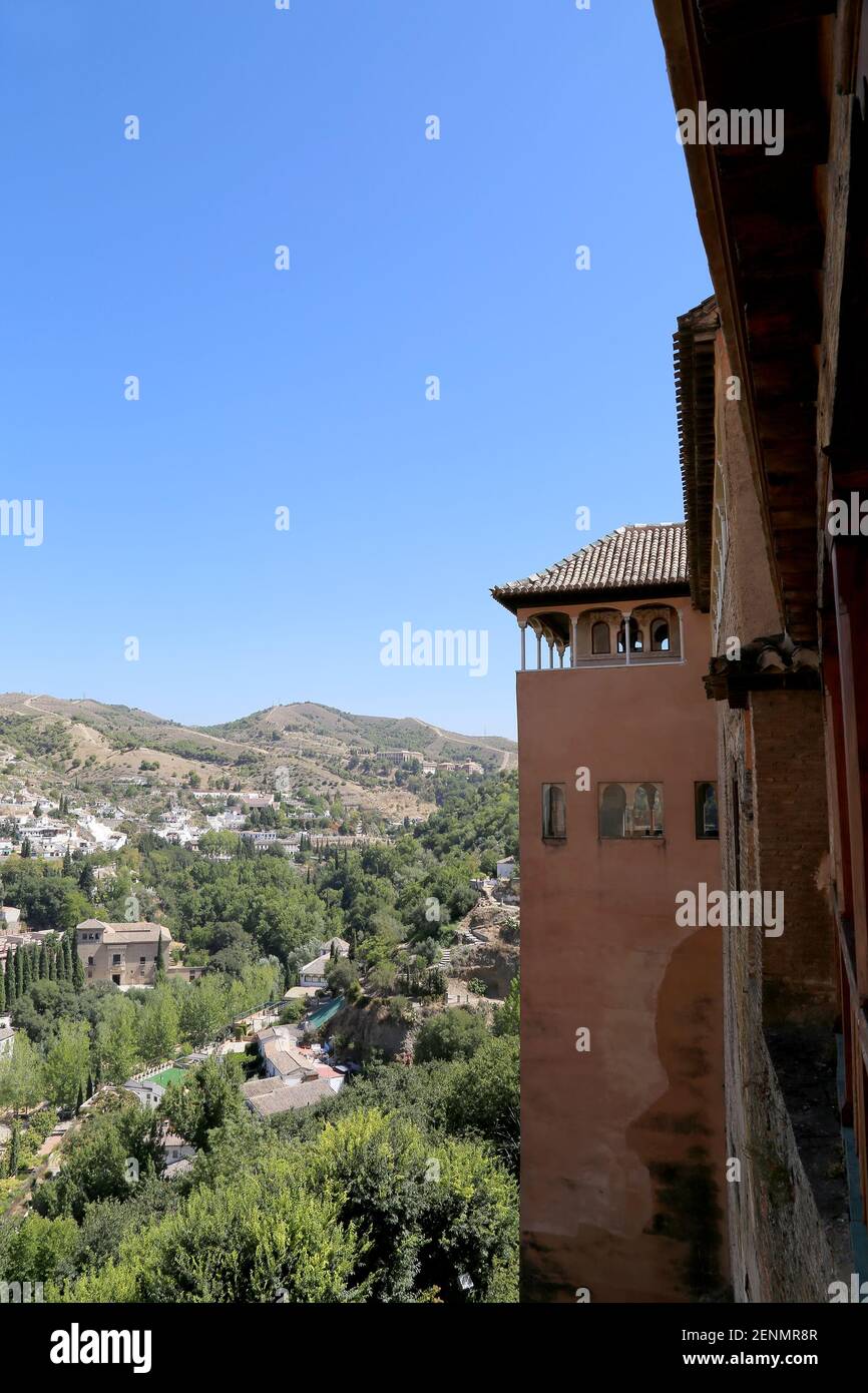 View of the city of Granada and the Alhambra Palace - the medieval ...