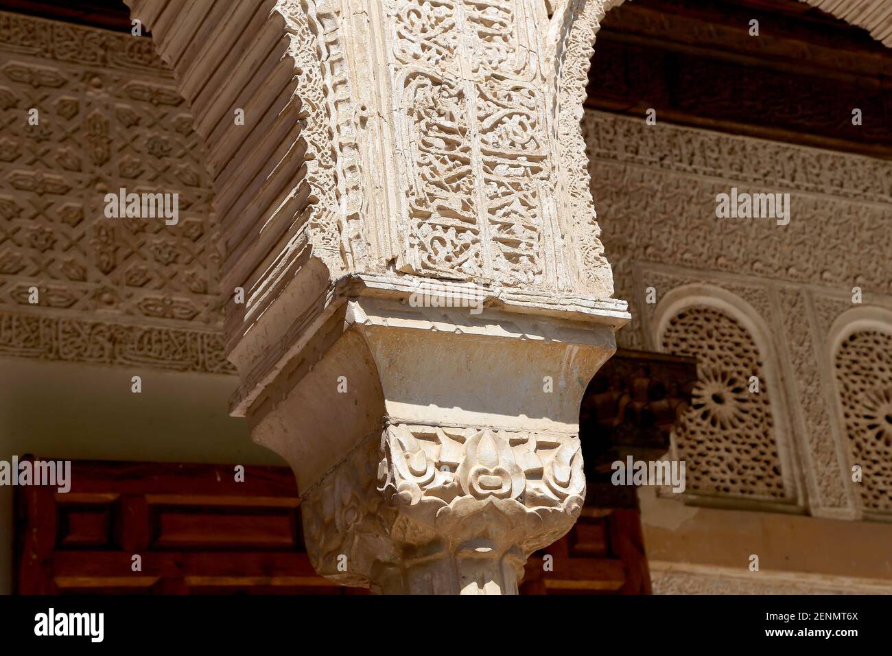 Columns in Islamic (Moorish) style in Alhambra, Granada, Spain Stock ...