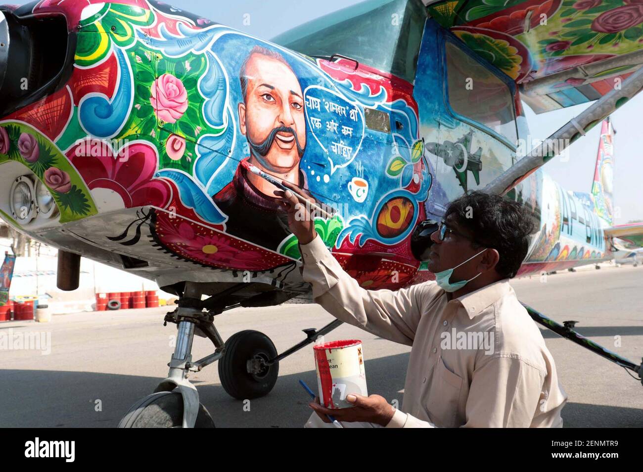 Artist is busy in painting of Indian pilot Wing Commander, Abhinandan ...