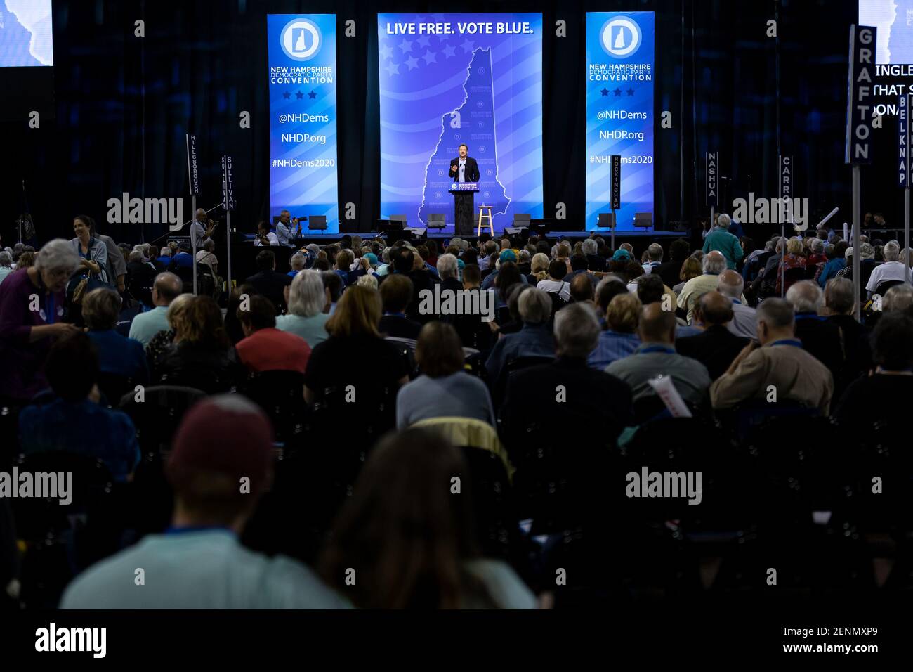 Montana Governor Steve Bullock addresses attendees at the New Hampshire ...