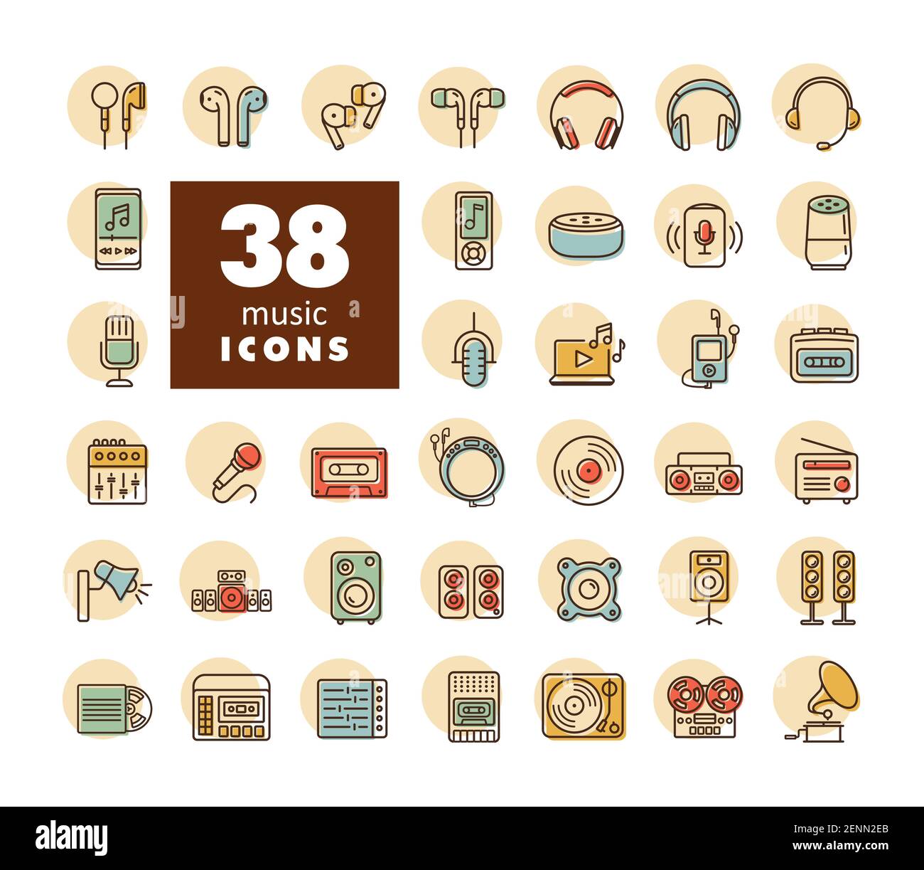 Multimedia devices and symbols icons set. Graph symbol for music and ...