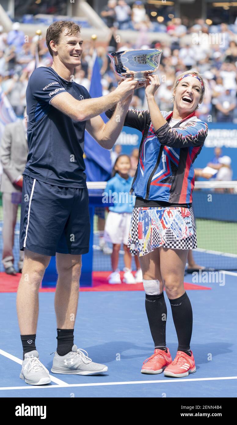 Bethanie Mattek-Sands (USA), Jamie Murray (Great Britain) pose with trophy after winning mixed ...