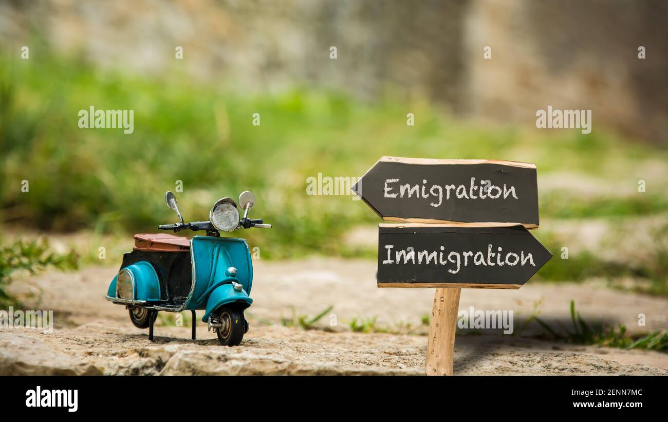 Street Sign the Direction Way to Emigration versus Immigration Stock ...
