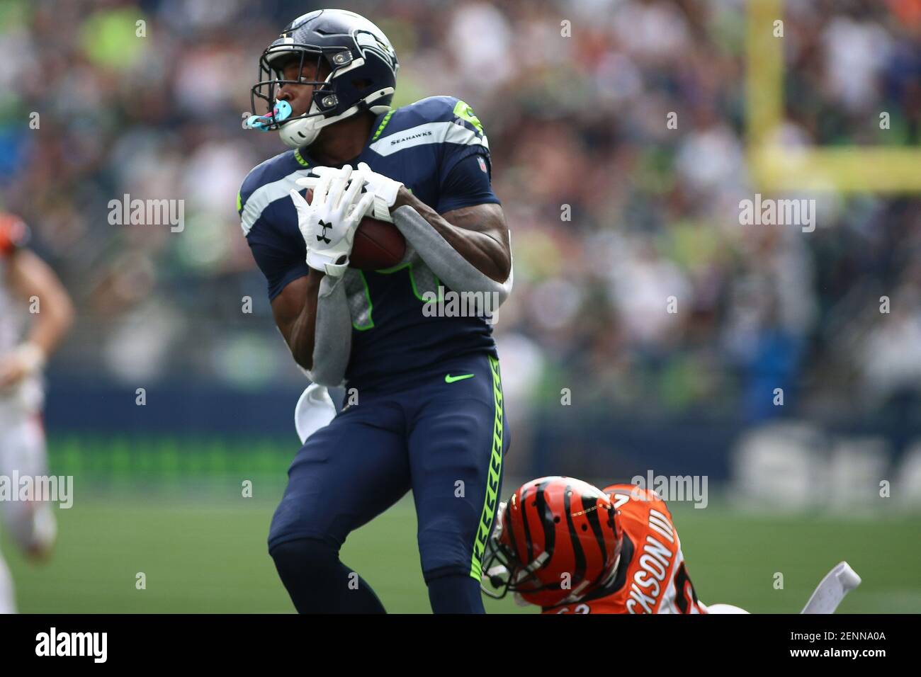 September 8, 2019: Seattle Seahawks wide receiver DK Metcalf (14) hauls ...