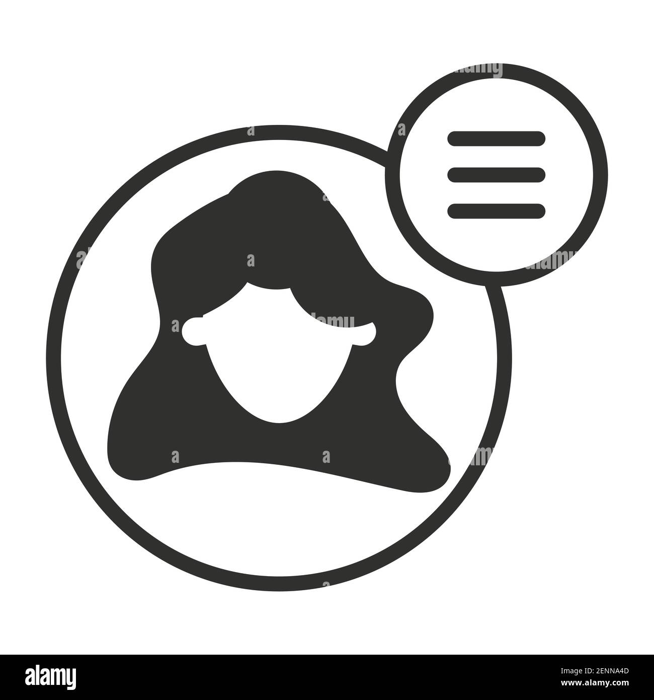 Rounded female user profile or account menu flat icon for apps and ...