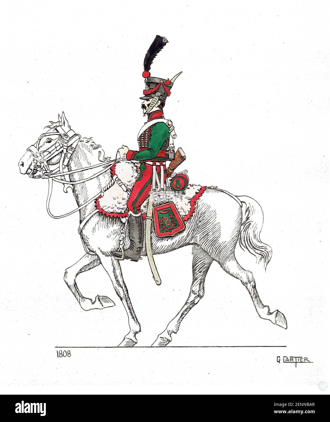 cavalier du 8e régiment de hussards en 1808 Stock Photo - Alamy