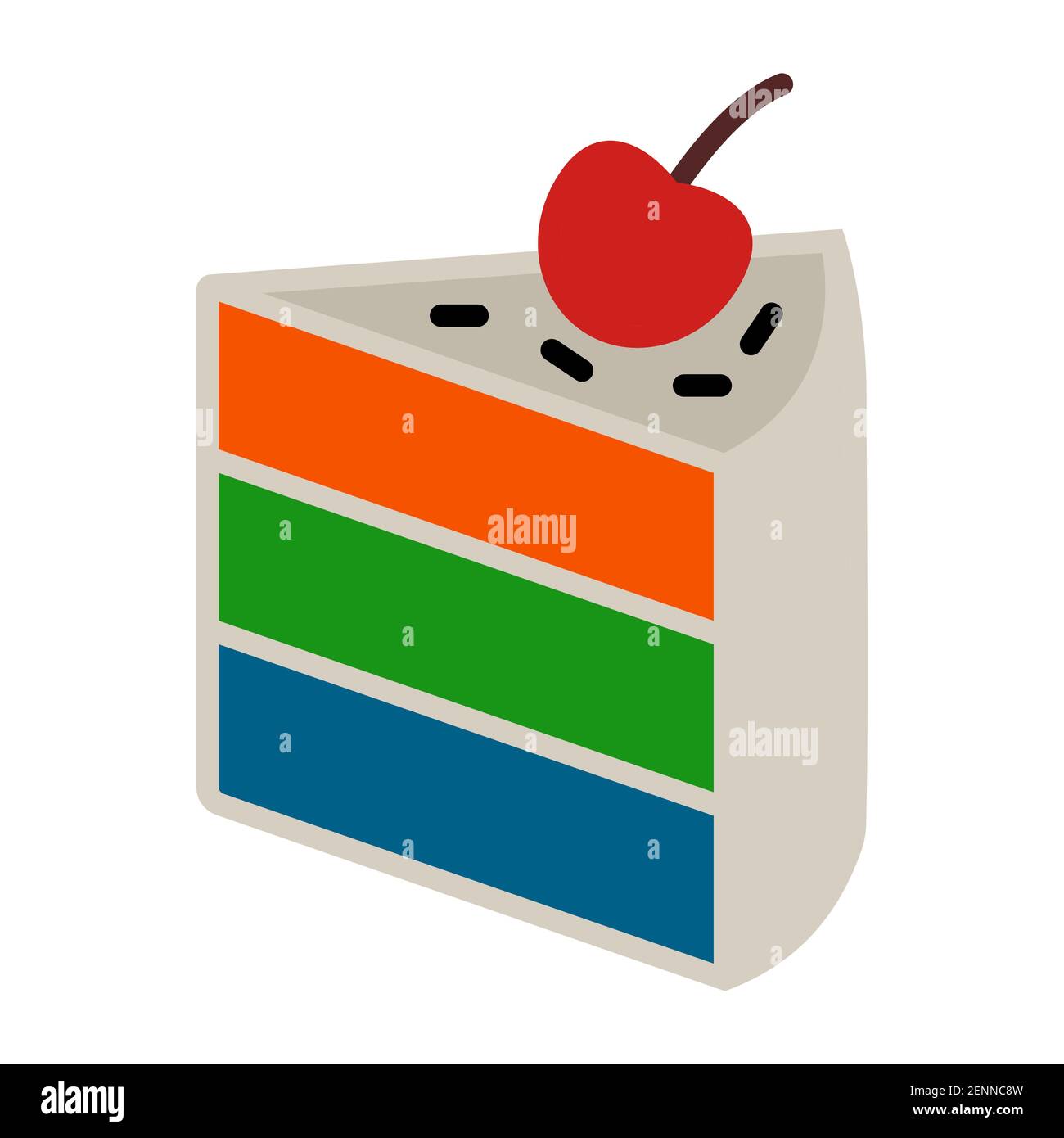 slice of rainbow layer cake with cherry fruit for apps and websites ...