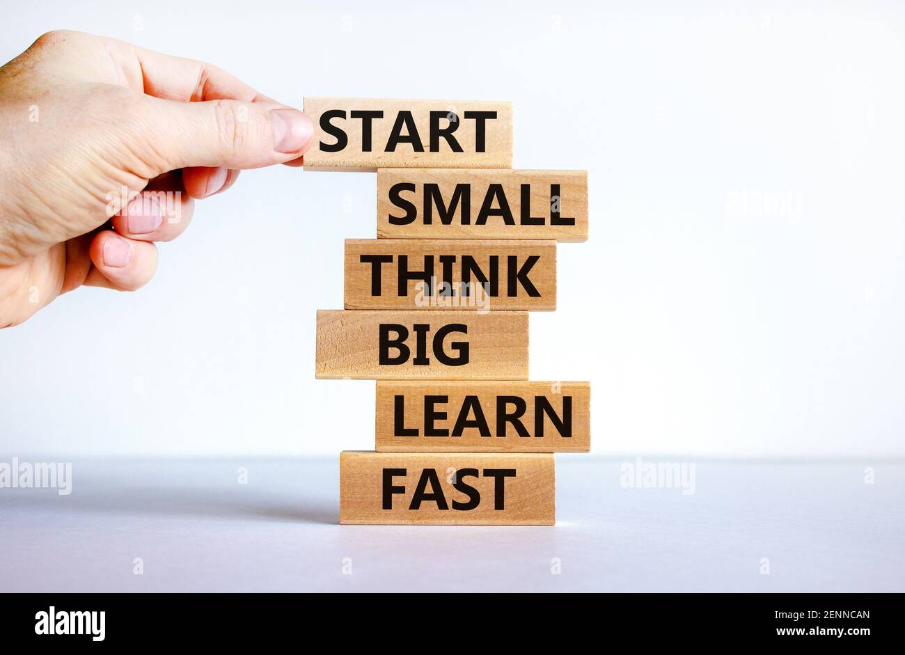 Start small think big symbol. Words 'Start small think big learn fast ...