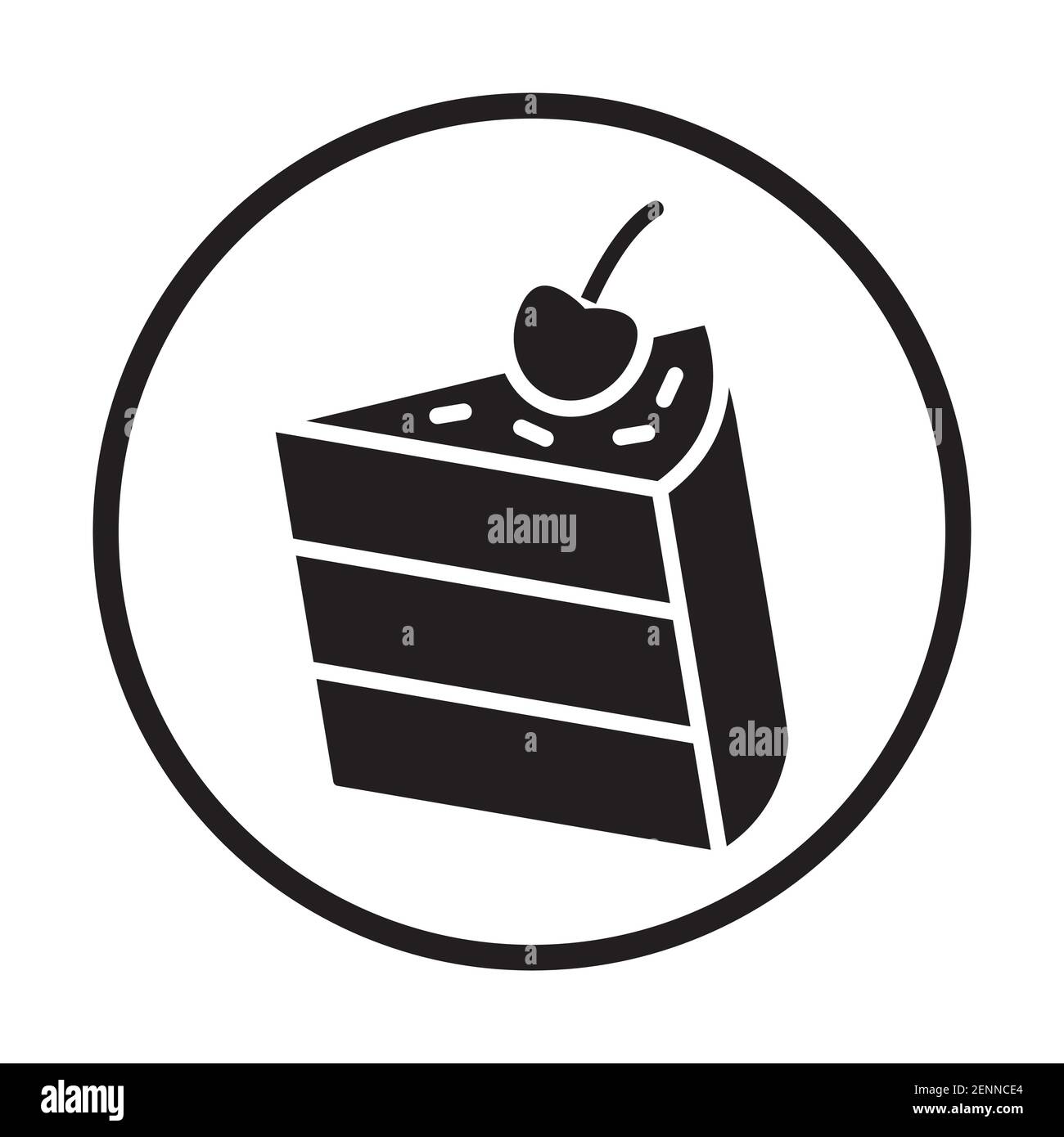 Rounded the a slice of layer cake with cherry fruits for apps and ...