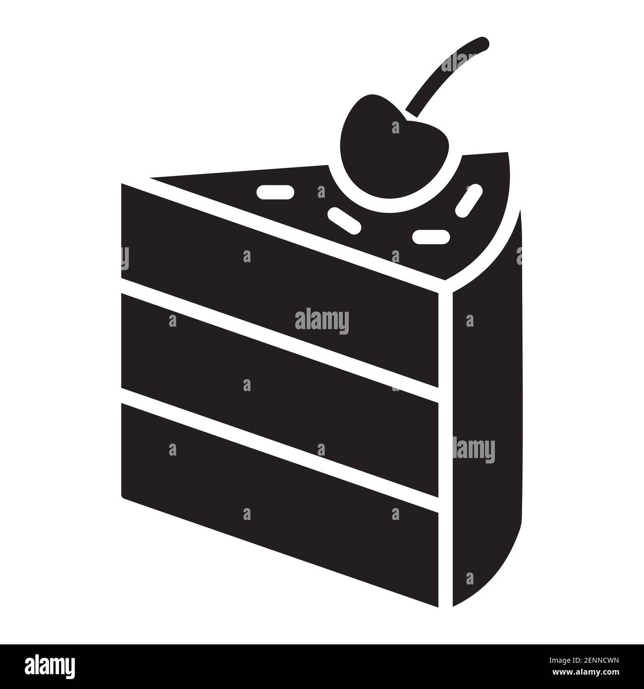 Flat vector icon slice of layer cake with cherry fruits for apps and ...