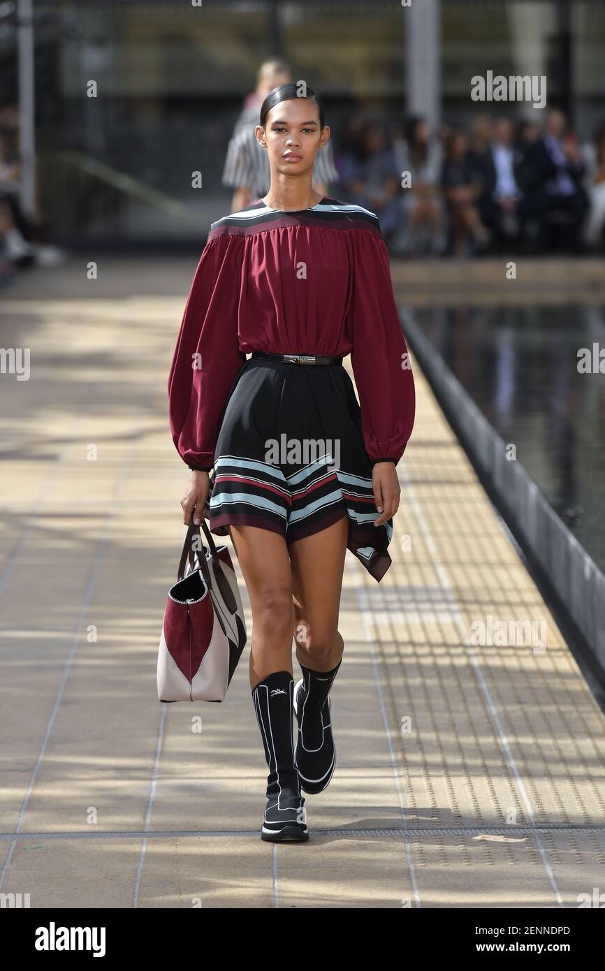 Model Jordan Daniels walking on the runway during the Longchamp Fashion Show during New York ...