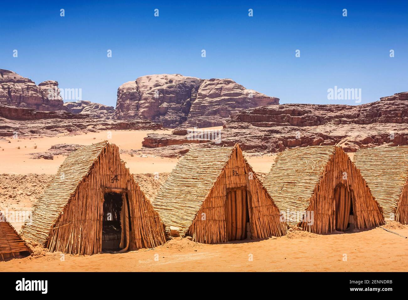 Huts in the Wadi Rum desert, Jordan Stock Photo - Alamy