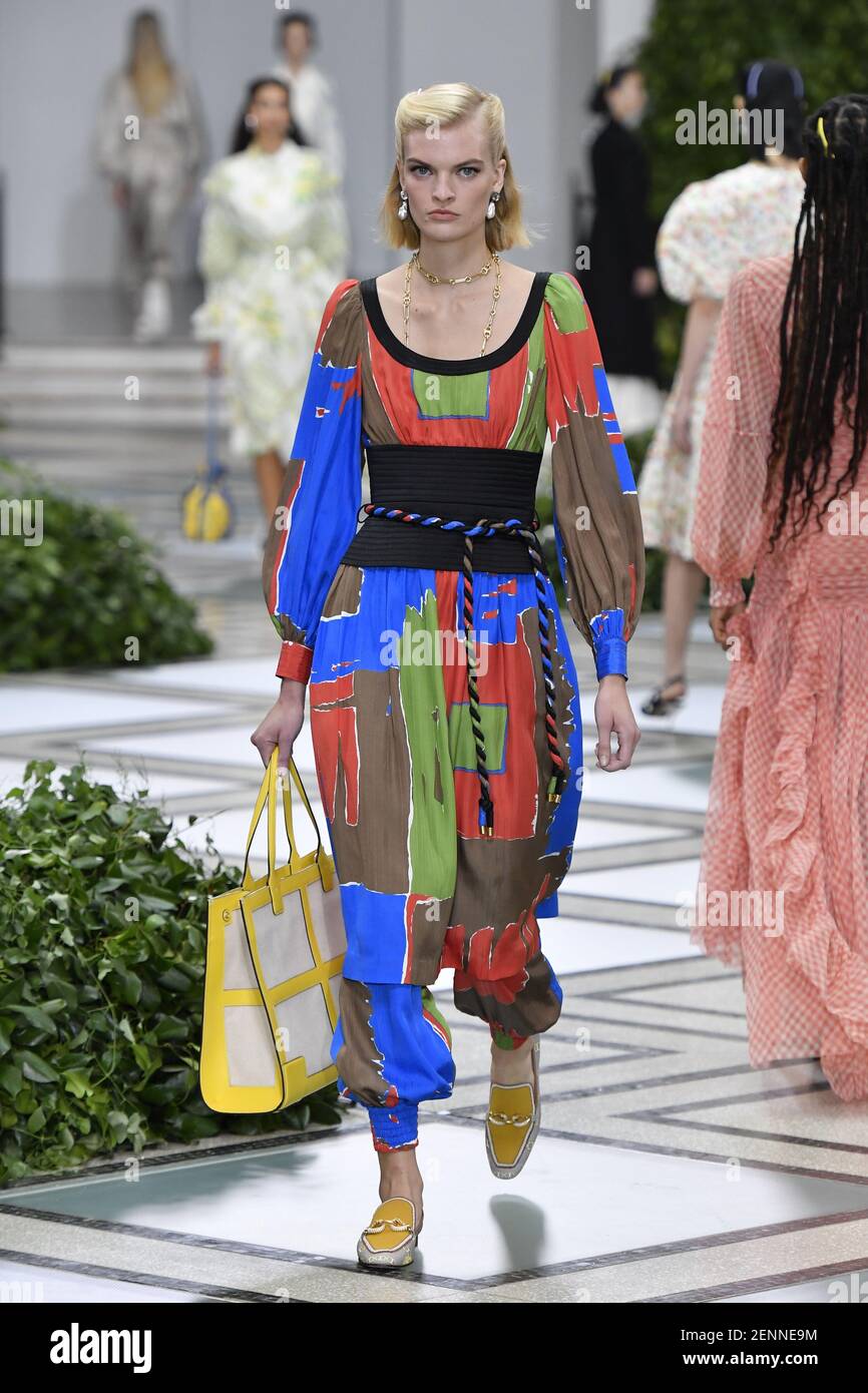 Model walking on the runway during the Tory Burch Fashion Show during ...