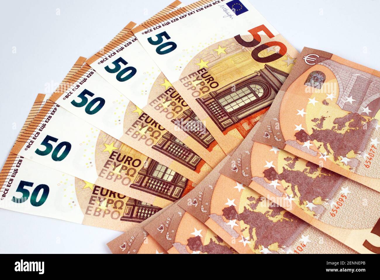 Germany, February 2021 - 50 Euro banknotes with Mario Draghi's ...