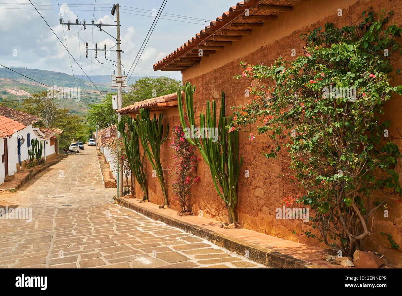 small historic alleyway with sandstone cobble stone in the historic ...