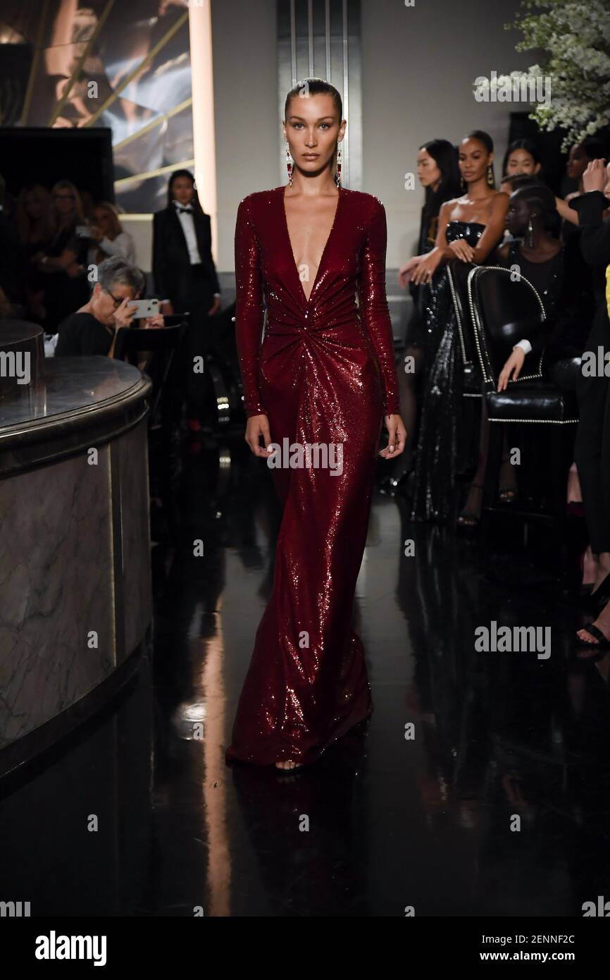 Model Bella Hadid walking on the runway during the Ralph Lauren Fashion ...