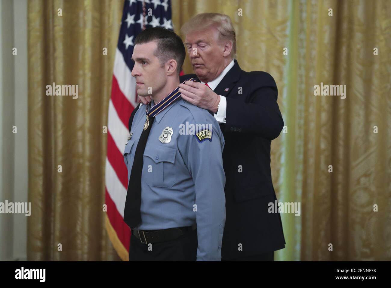 President Donald Trump awards the Medal of Valor to Officer David ...
