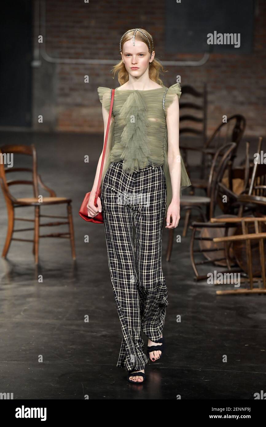 Model Hannah Motler walking on the runway during the Khaite Fashion ...