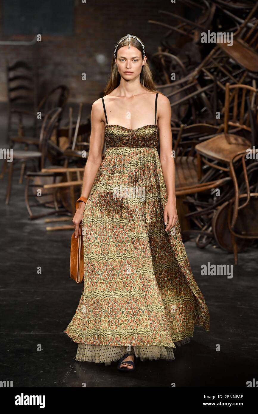 Model Birgit Kos walking on the runway during the Khaite Fashion Show ...