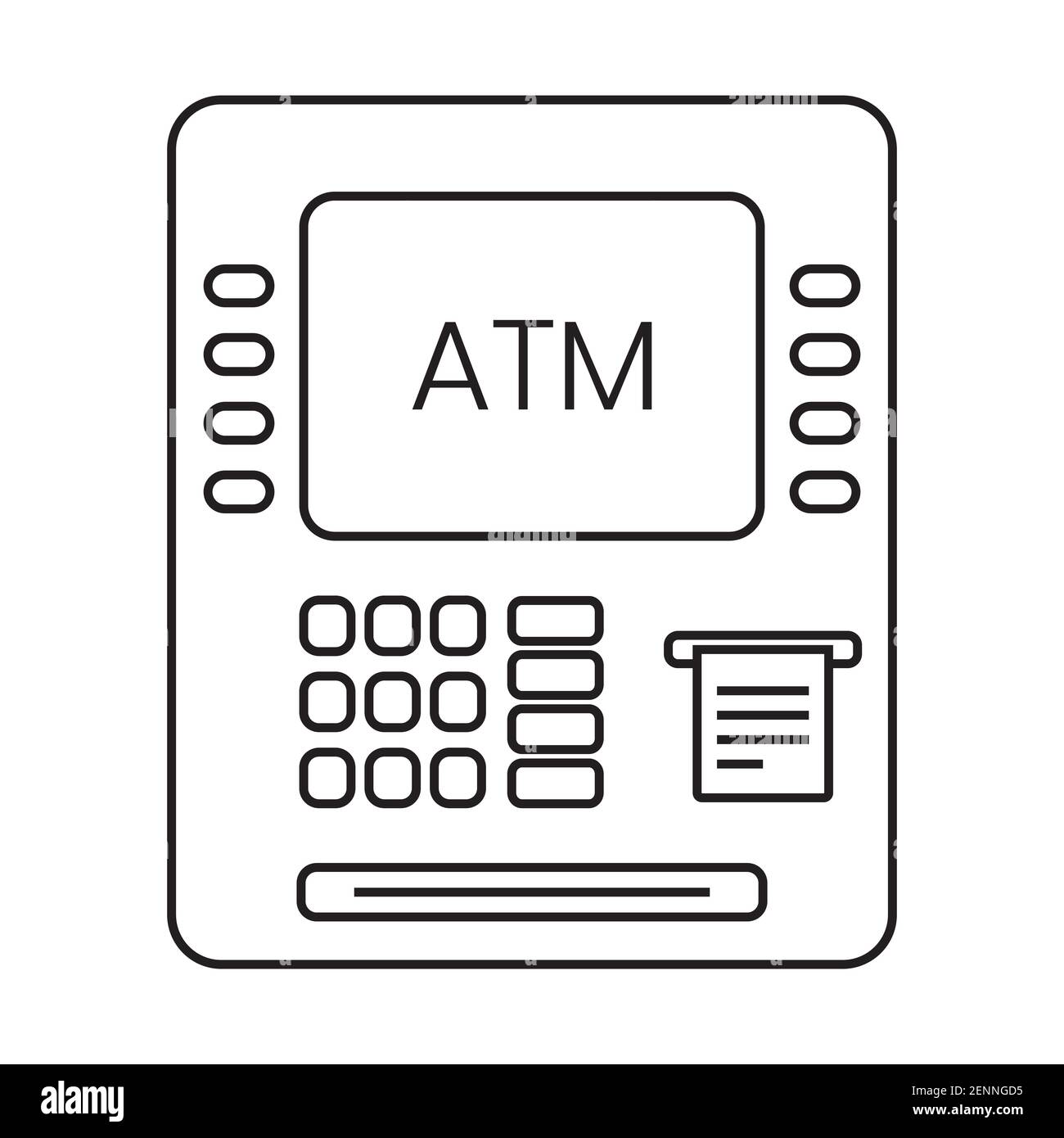 Automated Teller Machine Atm Line Art Icon For Apps Or Websites Stock