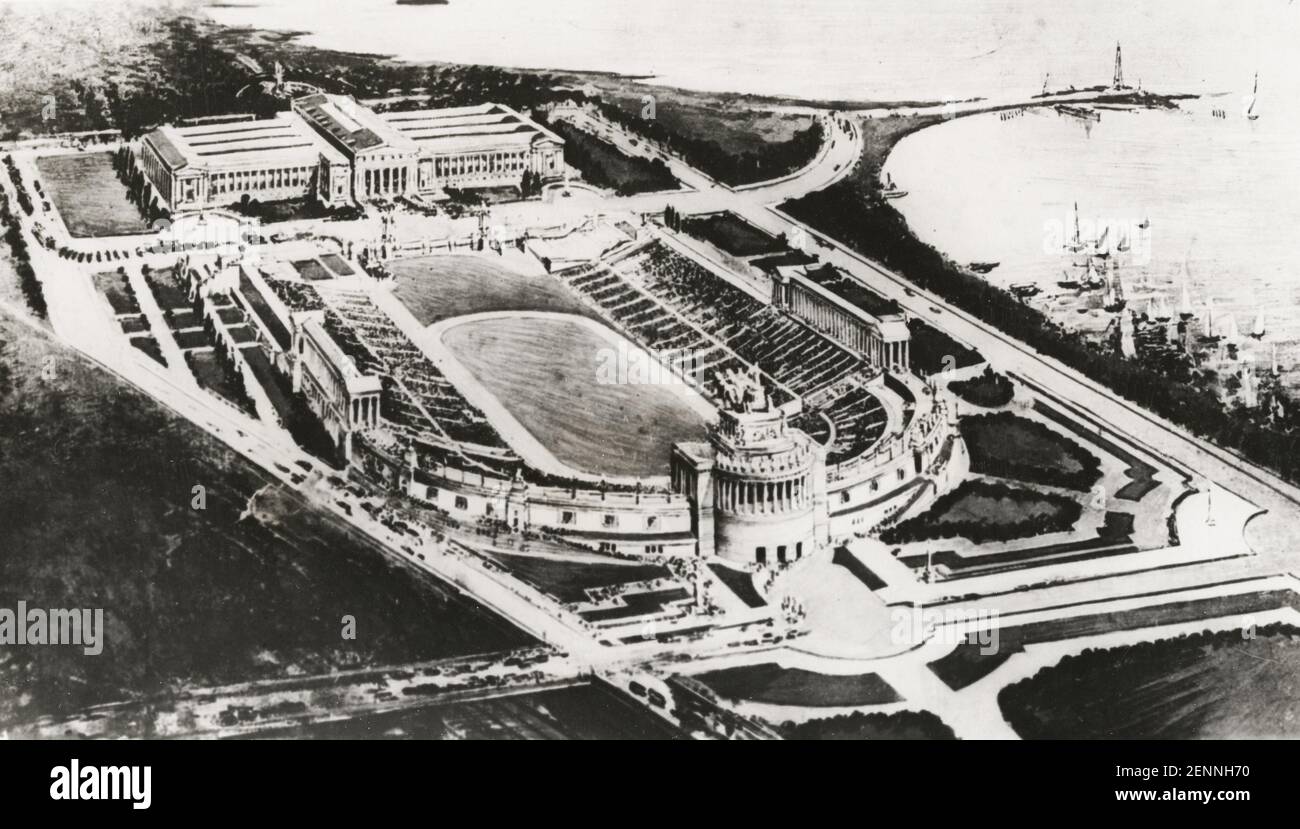 Vintage early 20th century press photograph: Soldier Field, stadium ...
