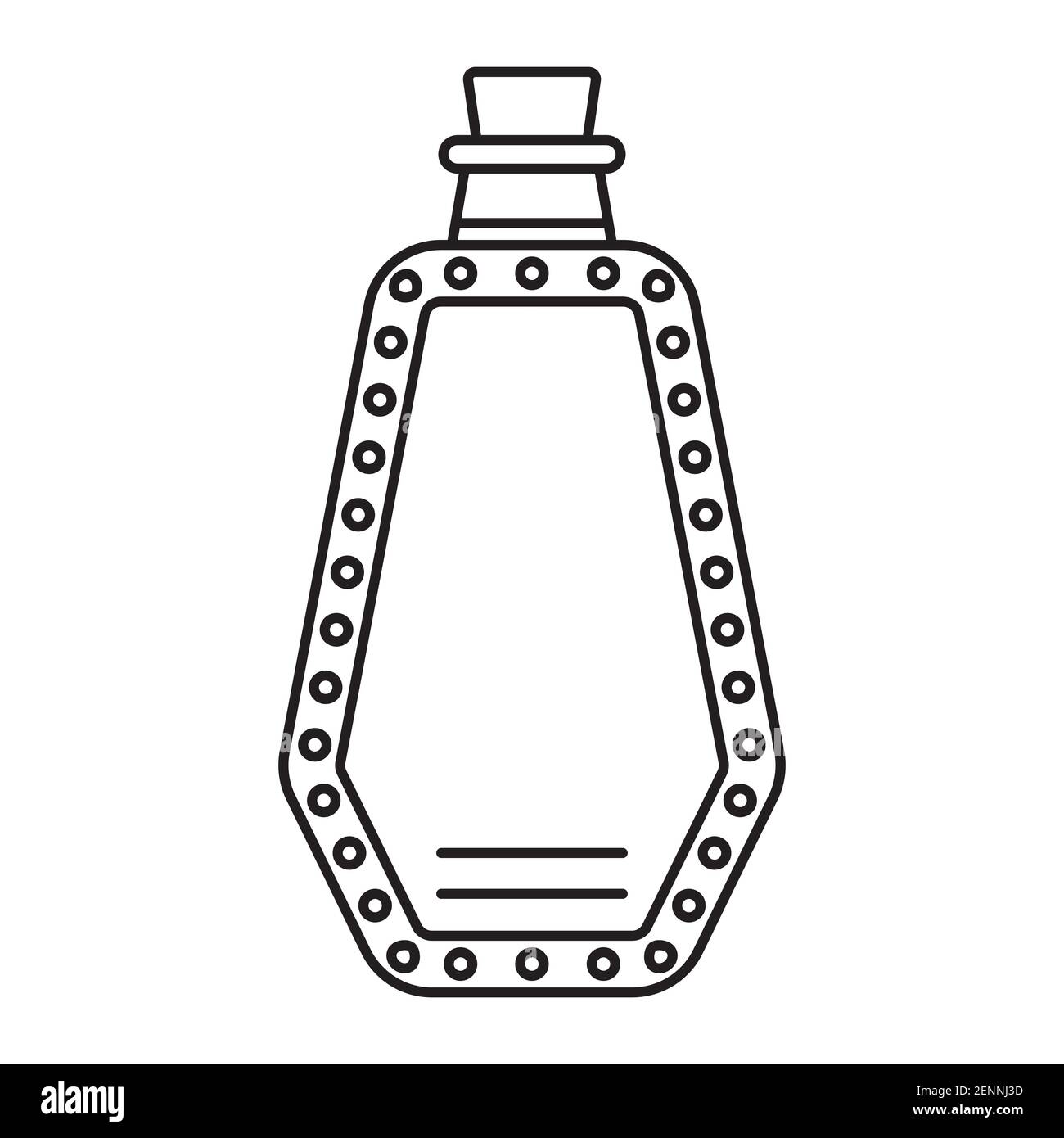 Line Art Vector Icon A Antique Glass Bottle With Cork Stopper For Apps Or Websites Stock Vector