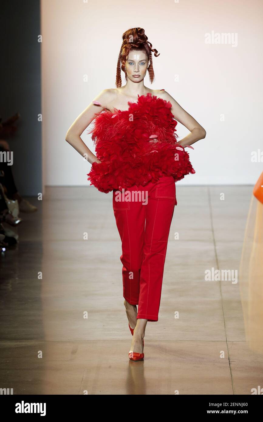 Model walking on the runway Christopher John Rogers Fashion Show during ...